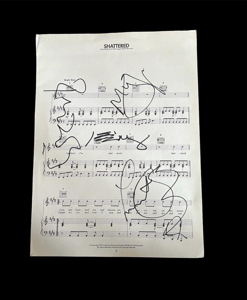 The Rolling Stones Signed 'Shattered' Sheet Music - CharityStars