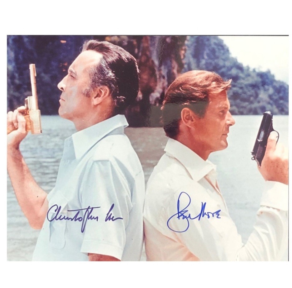 Roger Moore and Christopher Lee Signed The Man with the Golden Gun ...