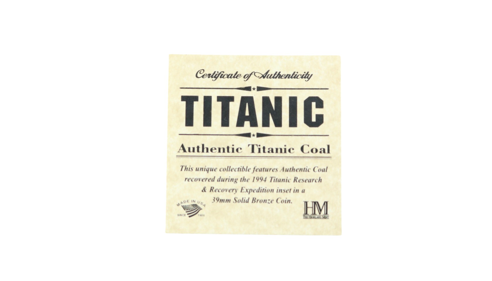 Authentic & Original Coal Coin from the RMS Titanic - CharityStars